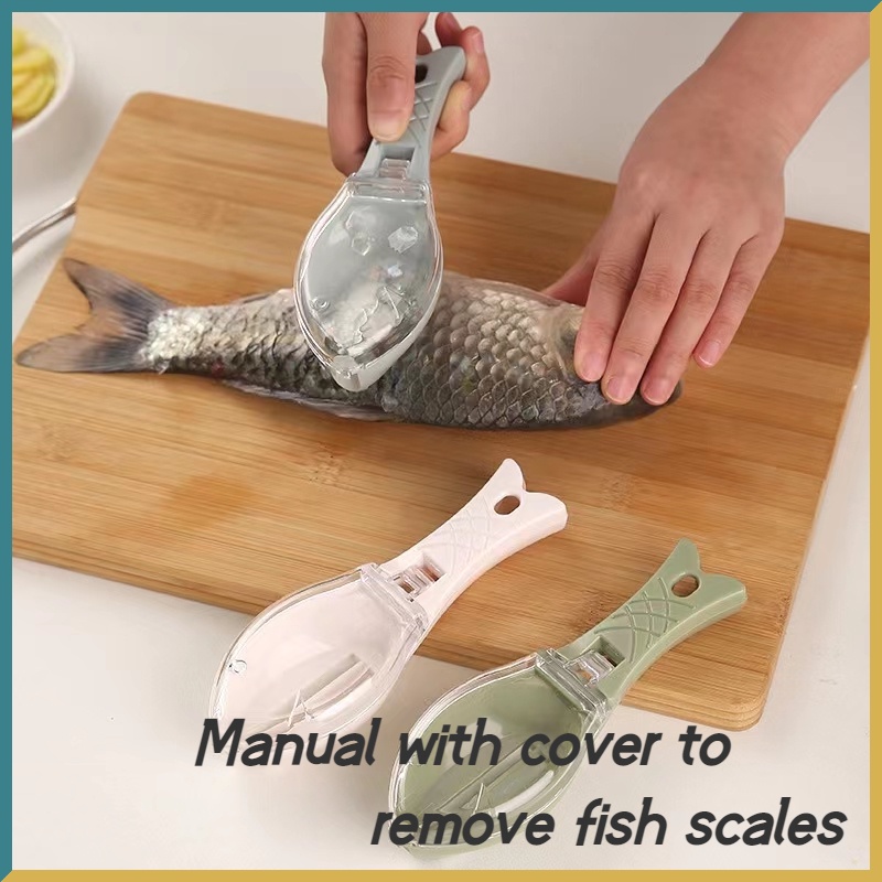 Kitchen Manual Fish Scale Planer with Cover, Plastic Scraping Fish ...