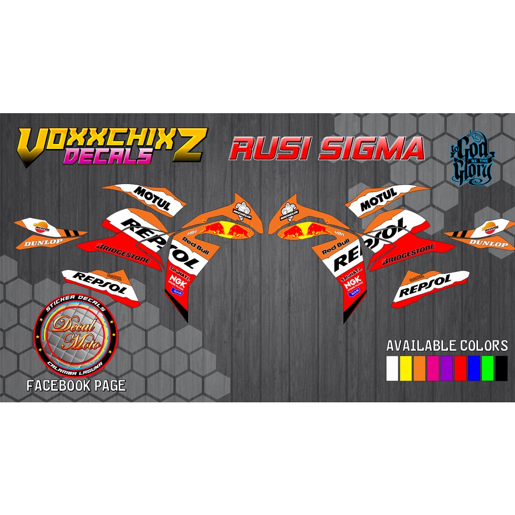 RUSI SIGMA STICKER DECALS, REPSOL DESIGN, 142 | Shopee Philippines