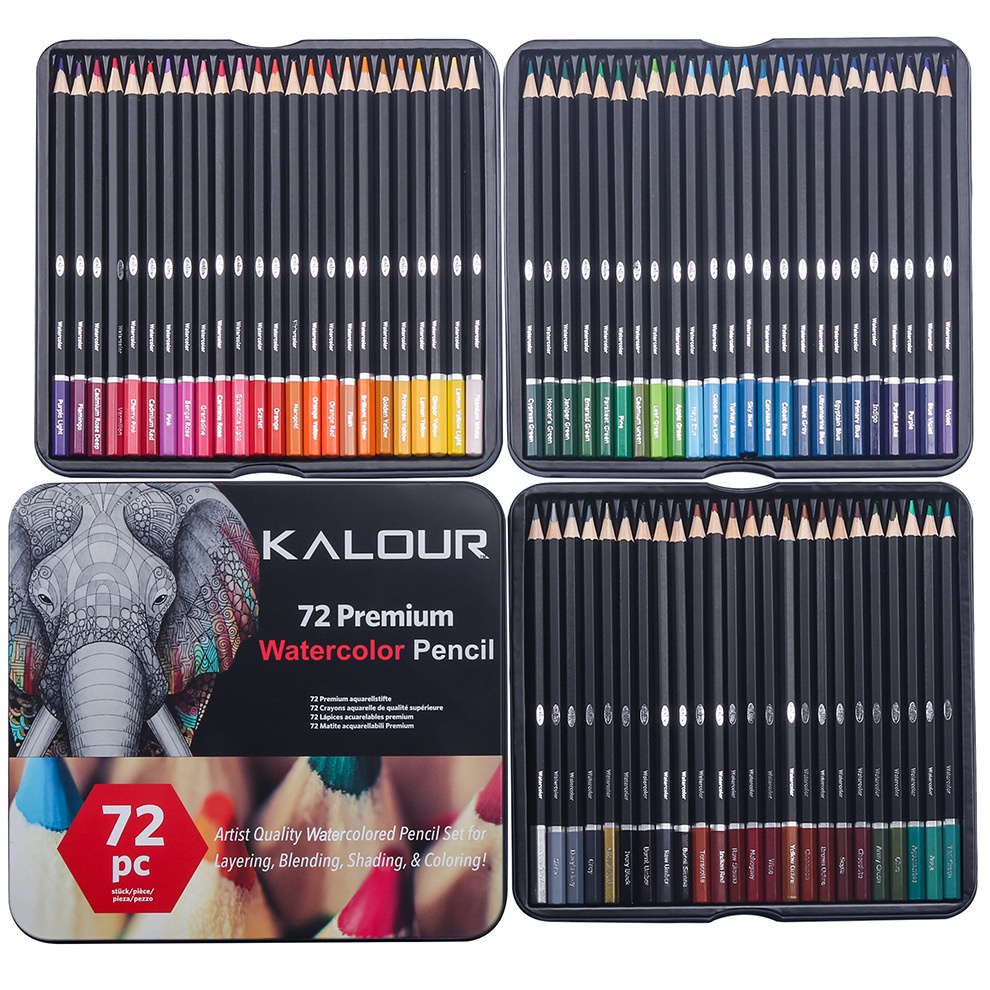 KALOUR Water Soluble Color Pencils with Metal Box 72 Colors Unique Pre ...