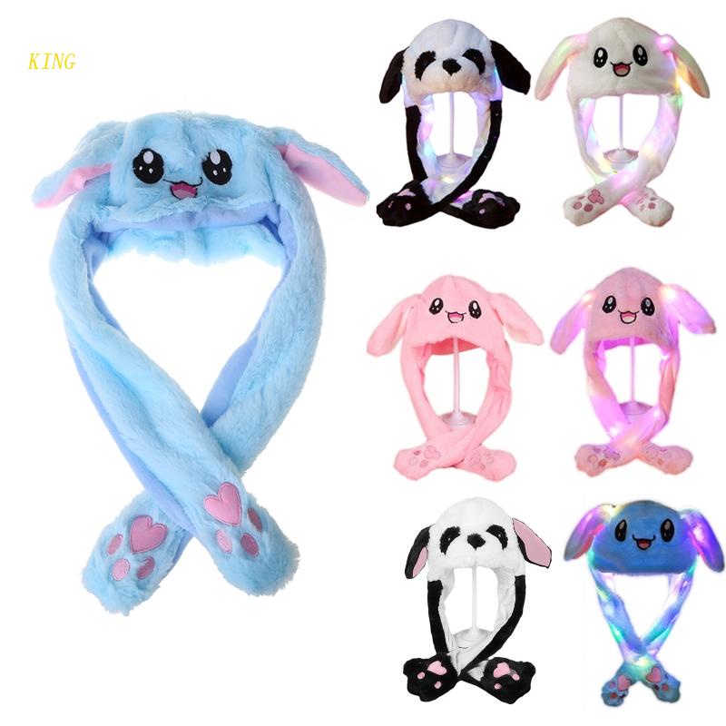 KING LED Glowing Plush Animal Hat Funny Ear Moving Bunny Rabbit Cap ...