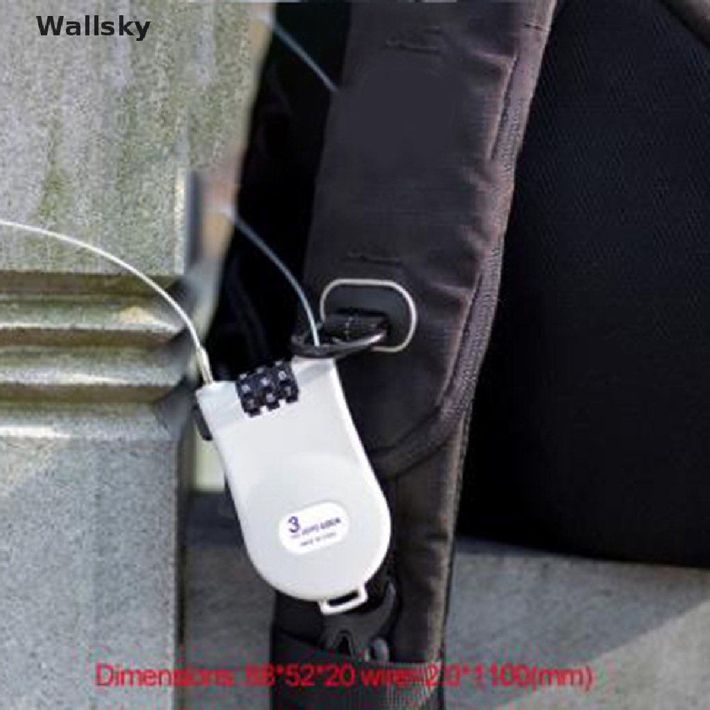 Wallsky> Retractable Bicycle Combination Cable Code Lock Helmet Luggage ...