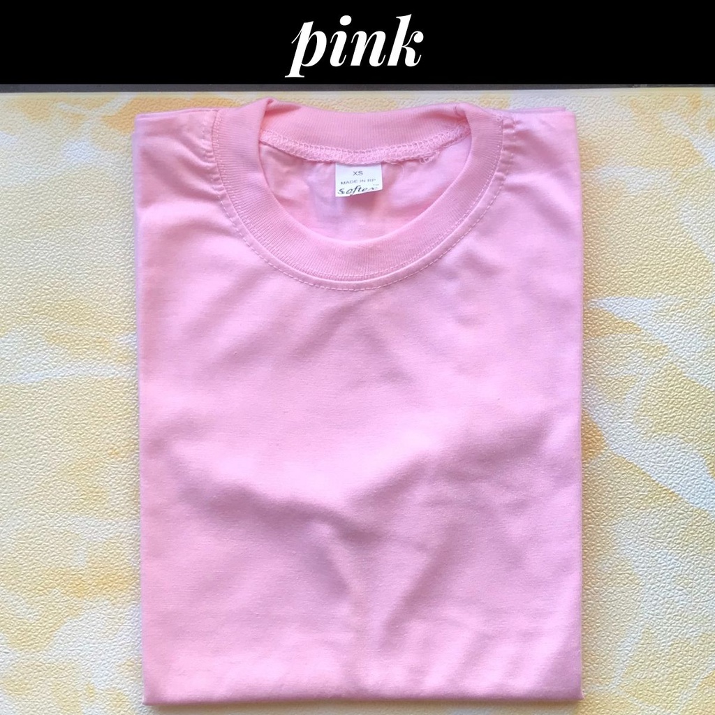 SOFTEX Plain Round Neck Shirt white gray peach light orange orange pink ...