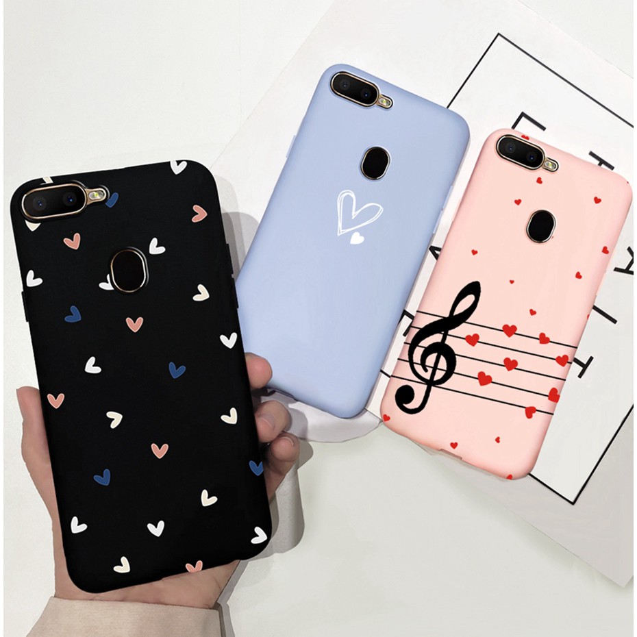 OPPO A3S A5S A5 A7 A12 A12E LoveHeart Matte Soft Silicone Shockproof ...