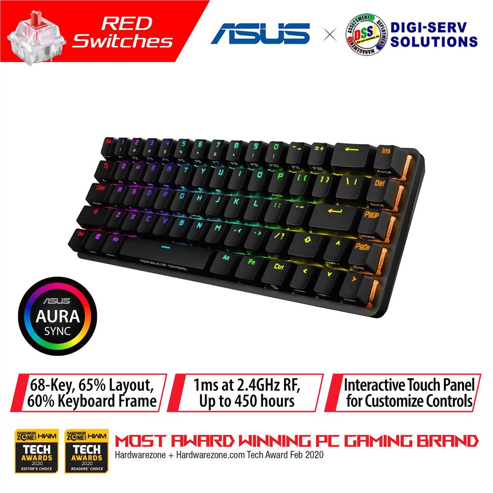 Asus ROG Falchion NX (Red) 65% wireless mechanical gaming keyboard with ...