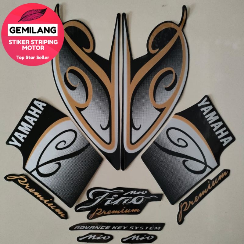 HITAM Striping Decal Polet Sticker yamaha fino 125 2019 premium Black ...