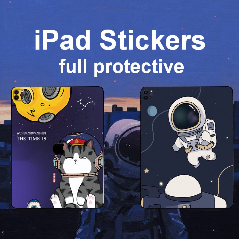 Astronaut Cartoon for Ipad 12.9 Pro Sticker 11'' Inch 4 Sides Back Film ...