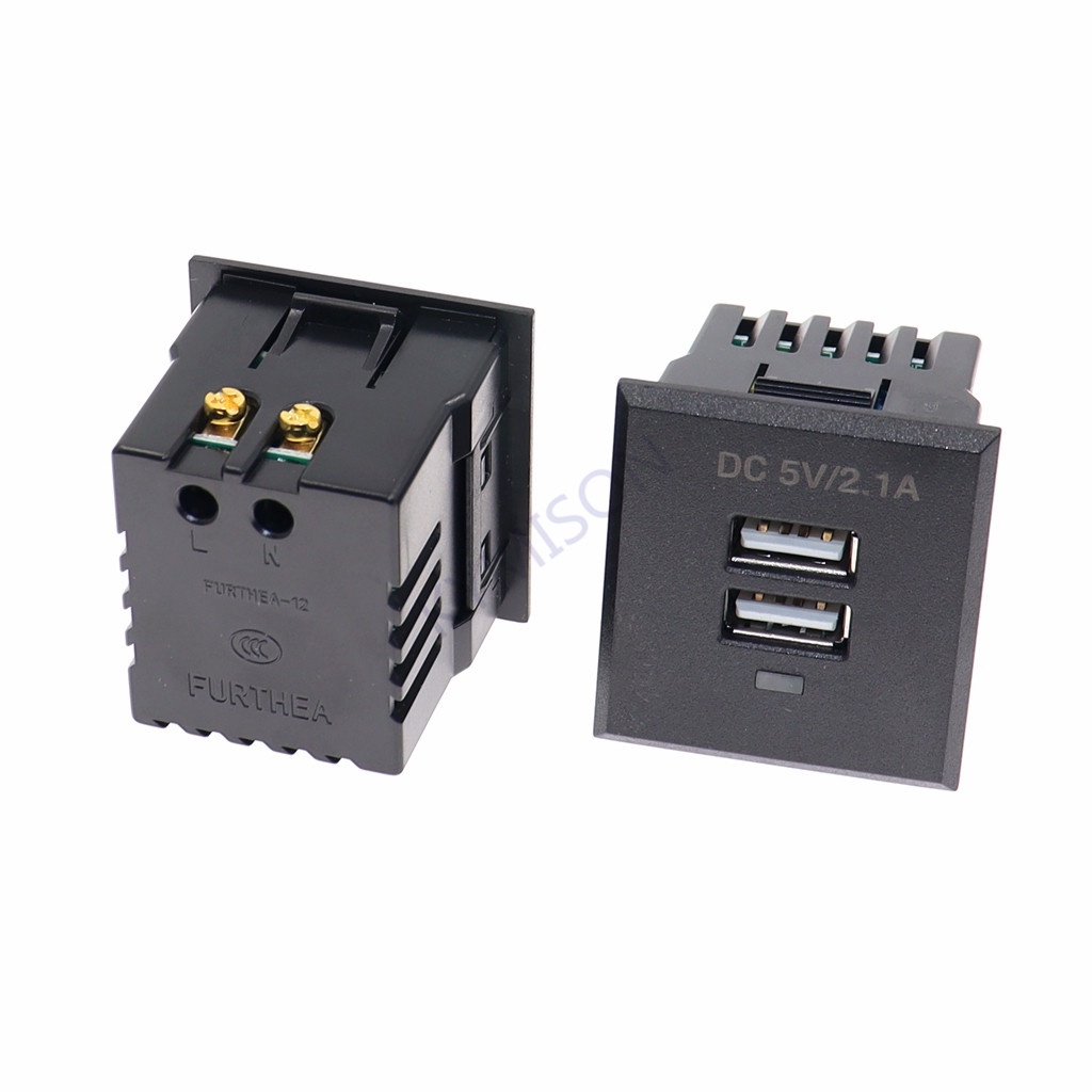 Dual USB AC Power Socket Embedded Dual USB Desktop Receptacle DC ...
