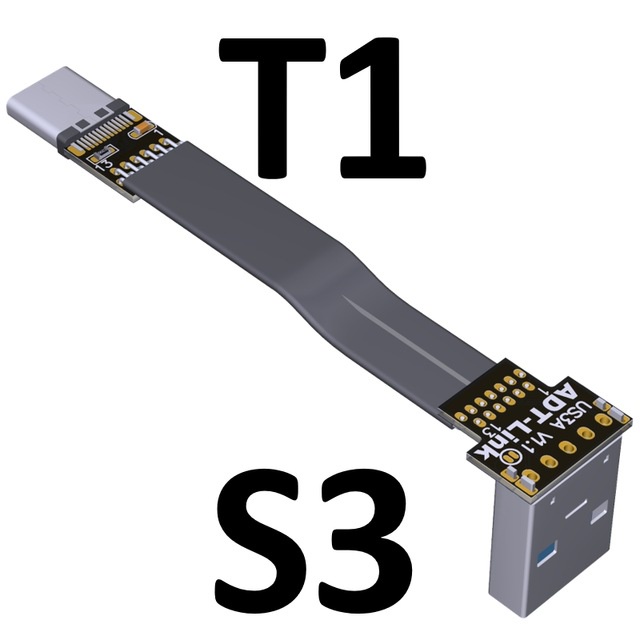 T1-S3 T2-S3 USB 3.0 Type-A Male to USB3.1 Type-C Male Up/Down Angle USB ...