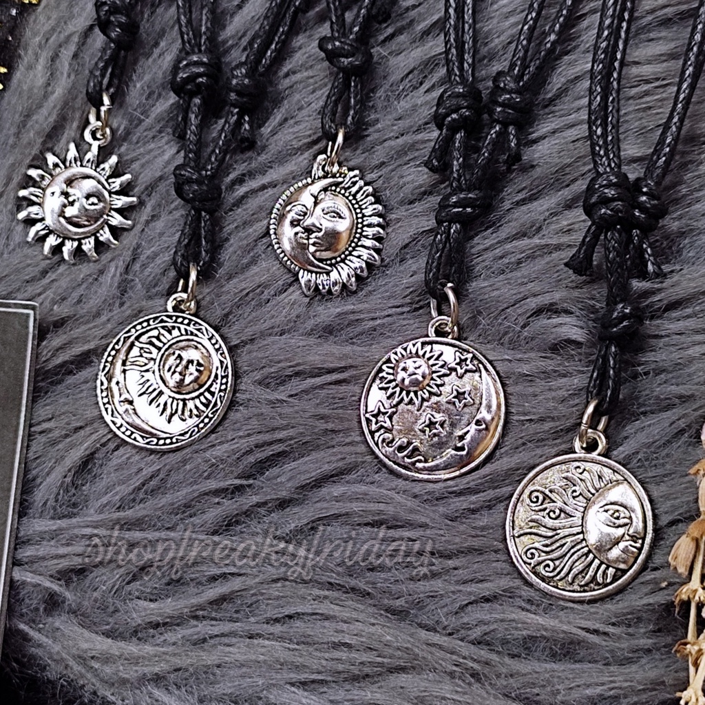 Luna Soleil Small Moon Sun Charm Choker Adjustable Necklace | Shopee ...