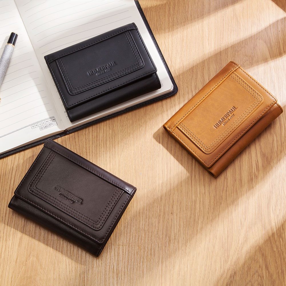 HUMERPAUL Folding Portable Wallet For Men Genuine Leather Cash Slot ...