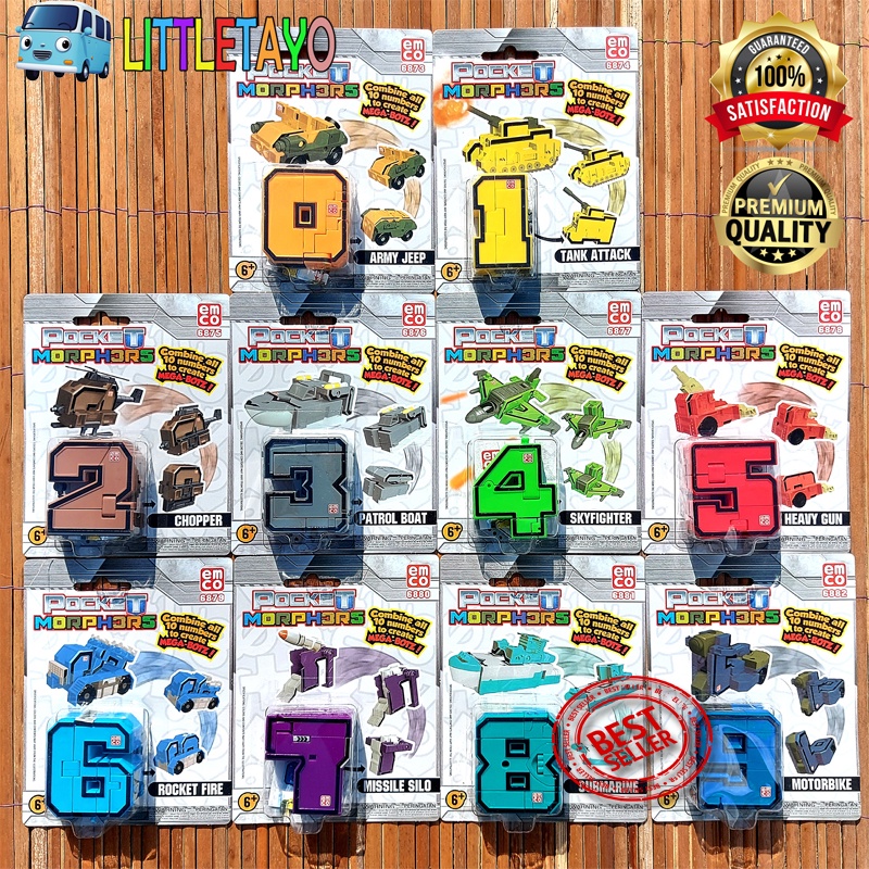 TRANSFORMERS POCKET MORPHERS NUMBER 0 1 2 3 4 5 6 7 8 9 ROBOT POCKET ...