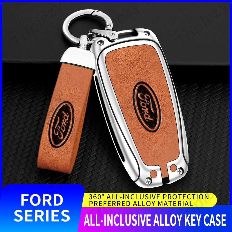 Zinc Alloy Leather Car Key Cover Shell Case Smart Remote Fob Holder ...