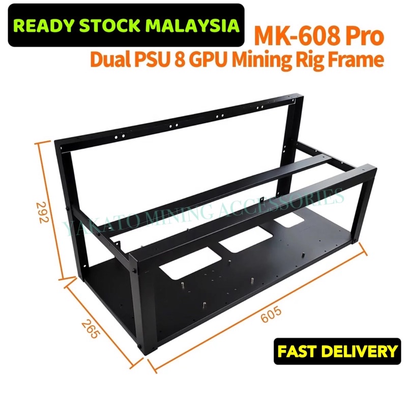 Mining Rig Frame For 6 Gpu 8 Gpu Steel Open Air Miner Rig Case Mining Rack Casing For Dual Psu
