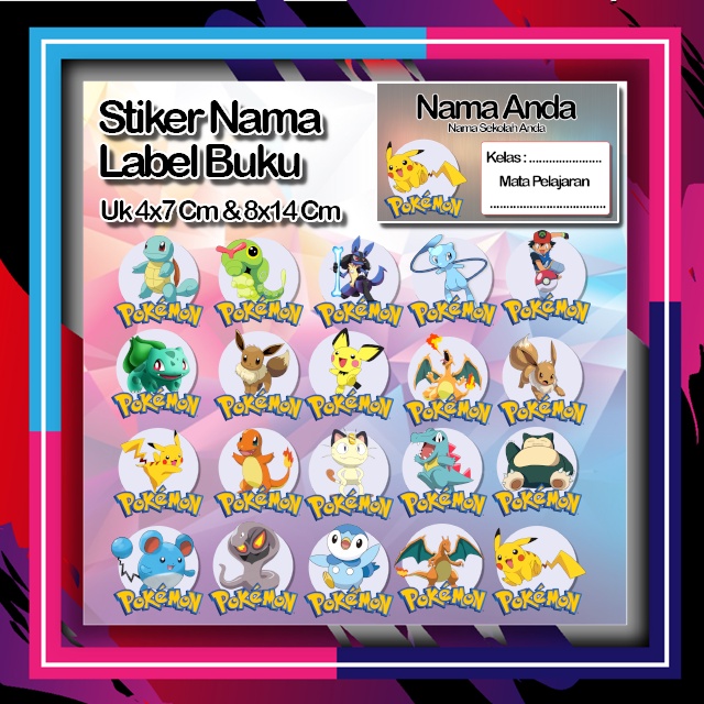 Pokemon pikachu pikacu Stickers Cute Character Custom Lebel Name cromo ...