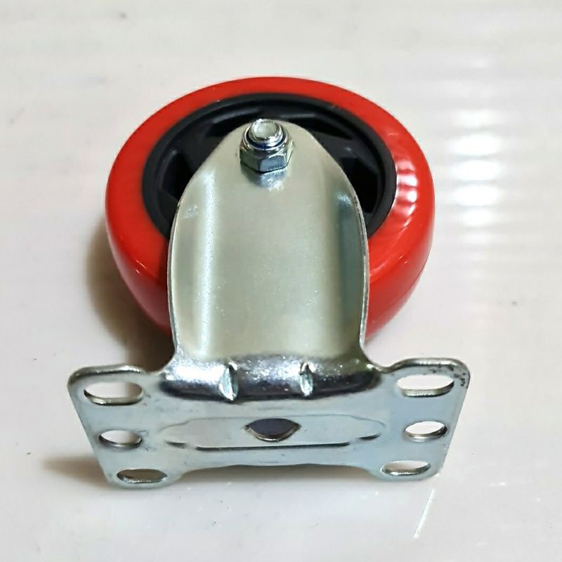 MERAH Red Pu Troley Wheel 4 inch Fixed (Dead) | Shopee Philippines
