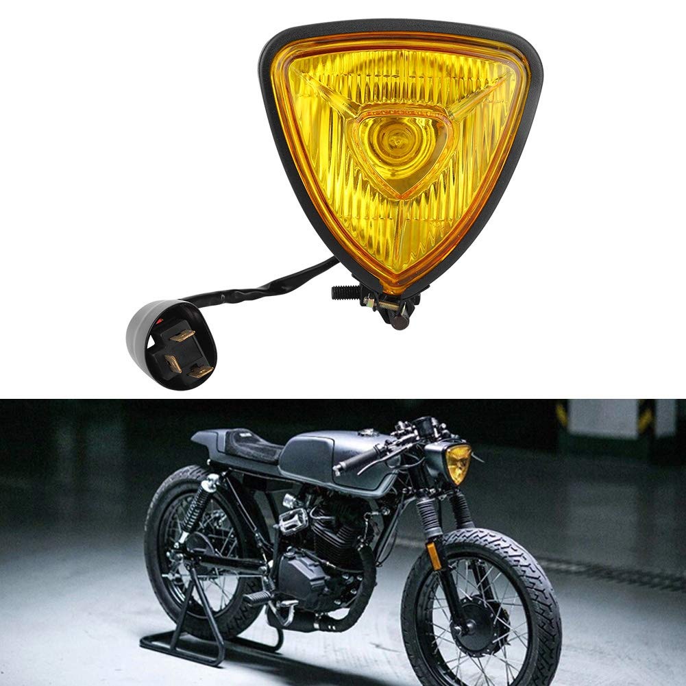 TRIANGLE HEADLIGHT / HEAD LAMP BODY WITH AMBER GLASS LENS (HIGH/LOW ...