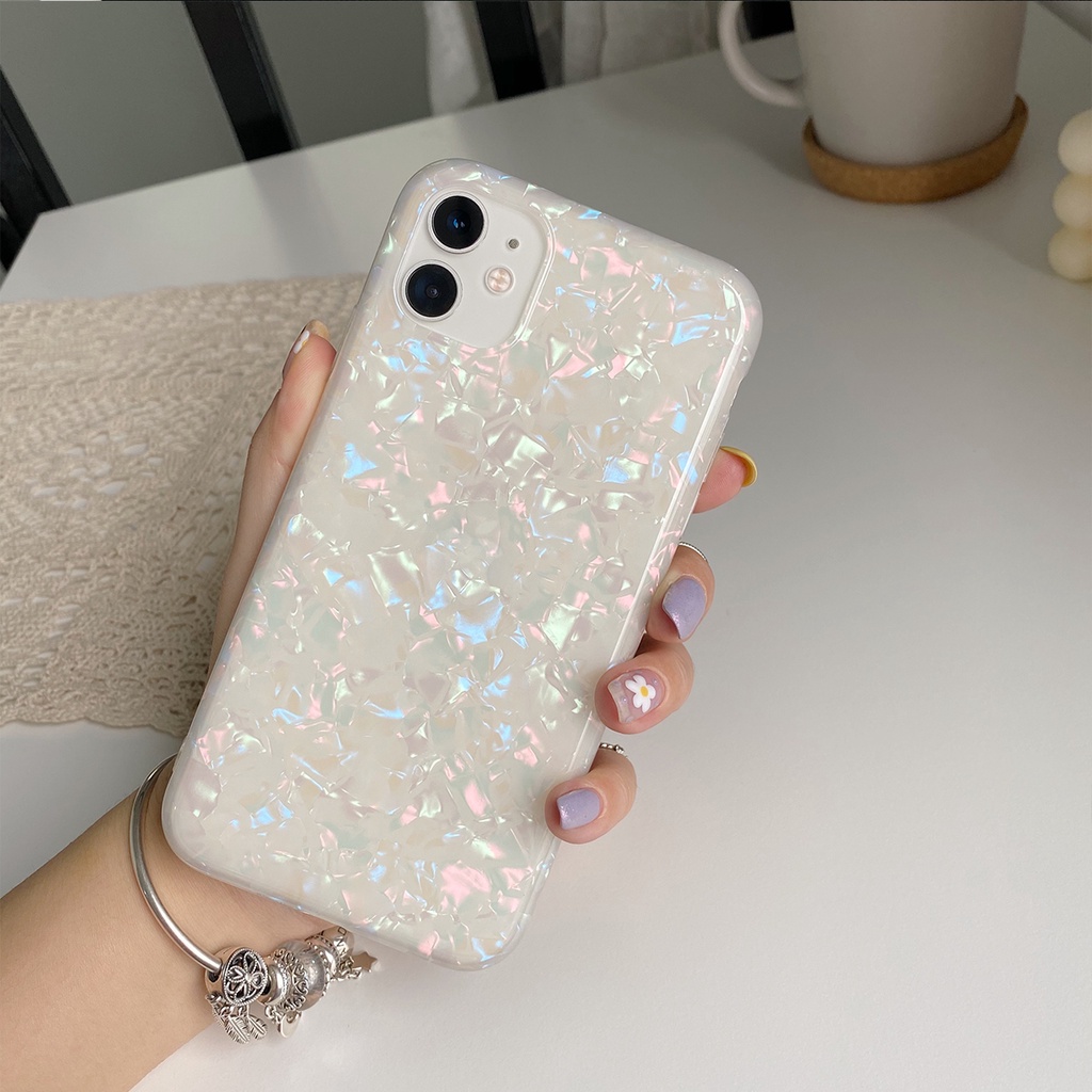 Unique Pearl White Shell phone case Compitable For iPhone 16 15 14 13 ...