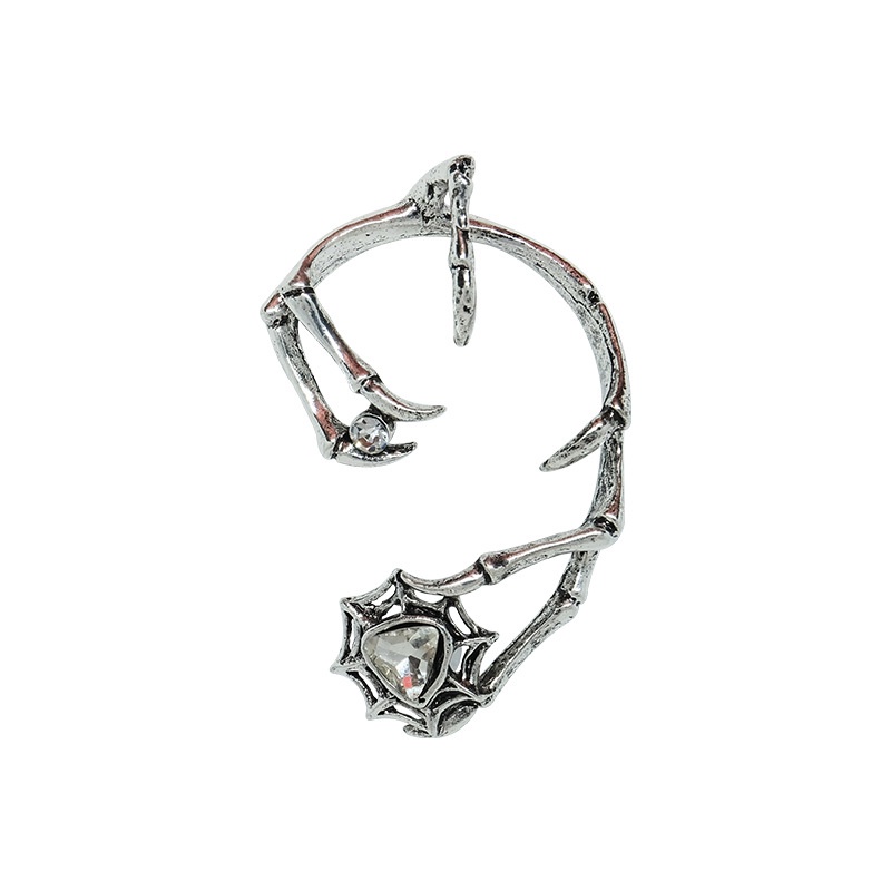 1Pc Cool Punk Spider Web Claws Clip on Earrings Women Gothic Zircon ...