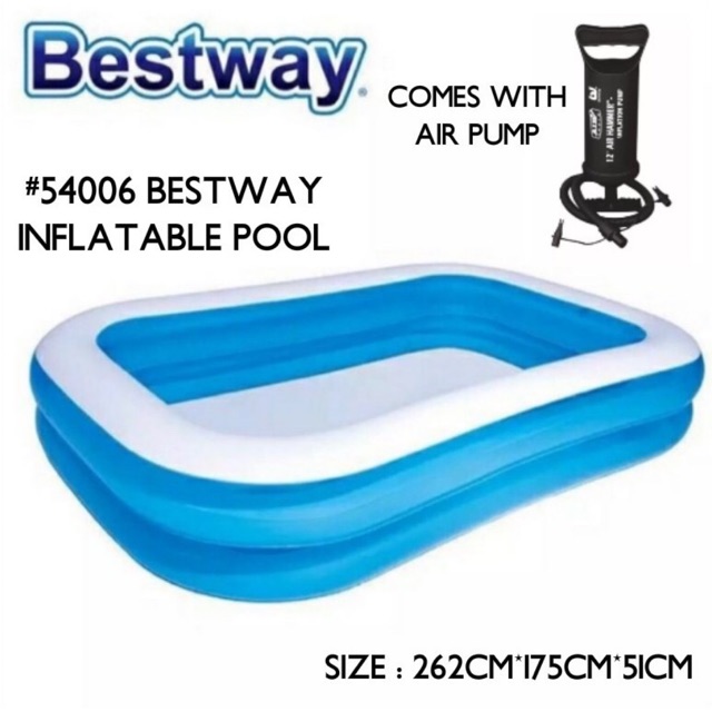 2.6m*1.75m Free AIR PUMP BESTWAY INFLATABLE Swimming POOL 54006 ...