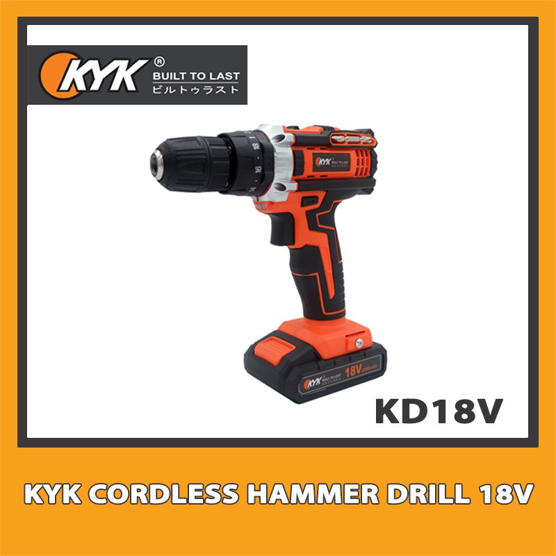 Kyk Cordless Hammer Drill 18v With Kit (Authentic) | Shopee Philippines