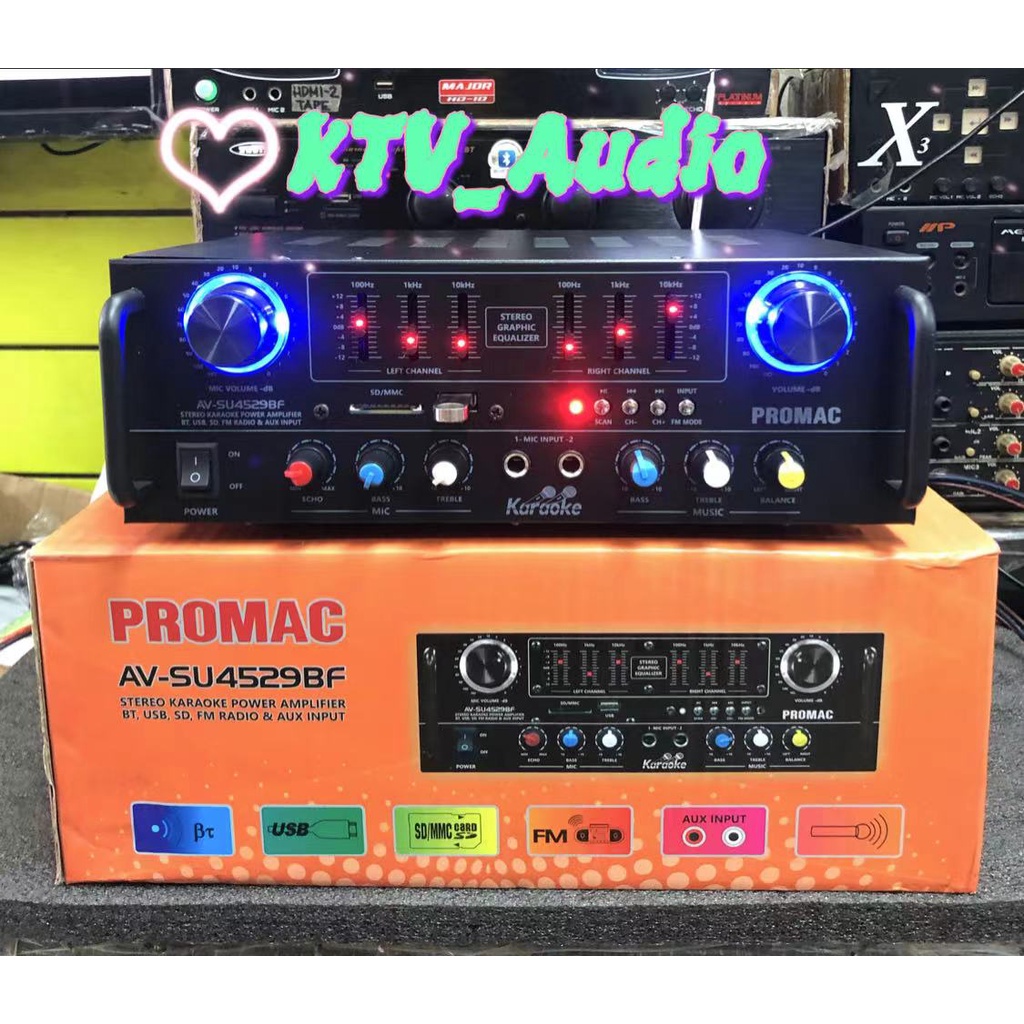 Promac AV-SU4529BF 180watts X 2 Karaoke Power Amplifier with Bluetooth ...