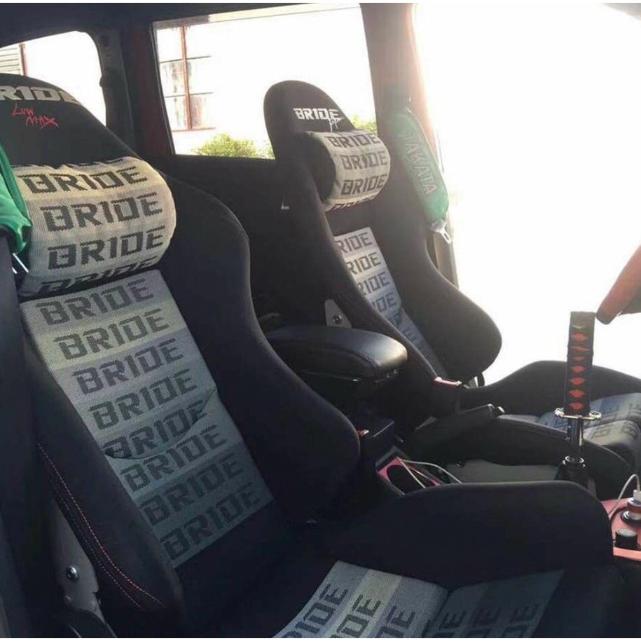 JDM Style BRIDE Fabric Pillow Seat Support Decor Headrest Backrest Seat ...