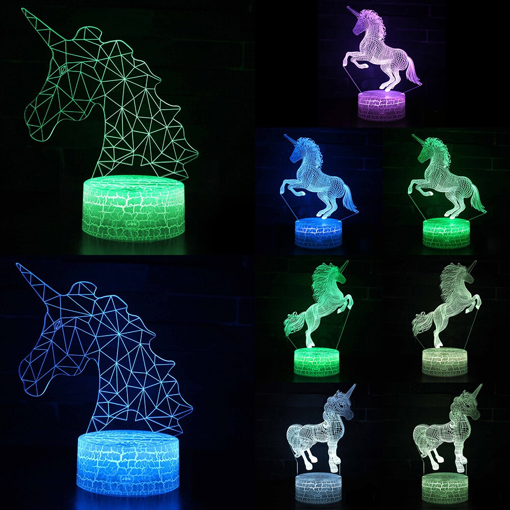 Unicorn Lamp Romantic Night light LED Table Lamp 3D LED Night Light For ...