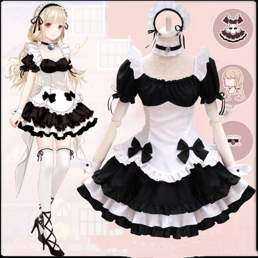 Girls Kawaii Anime Maid outfit Cosplay Costumes Lolita Dress Costumes ...