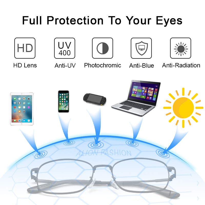LUSEEN Anti Radiation Eyeglass For Woman Men Photochromic Eye Glasses ...