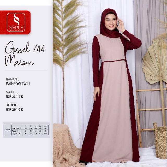 Gamis Seply Gissel 244 Maroon | Shopee Philippines