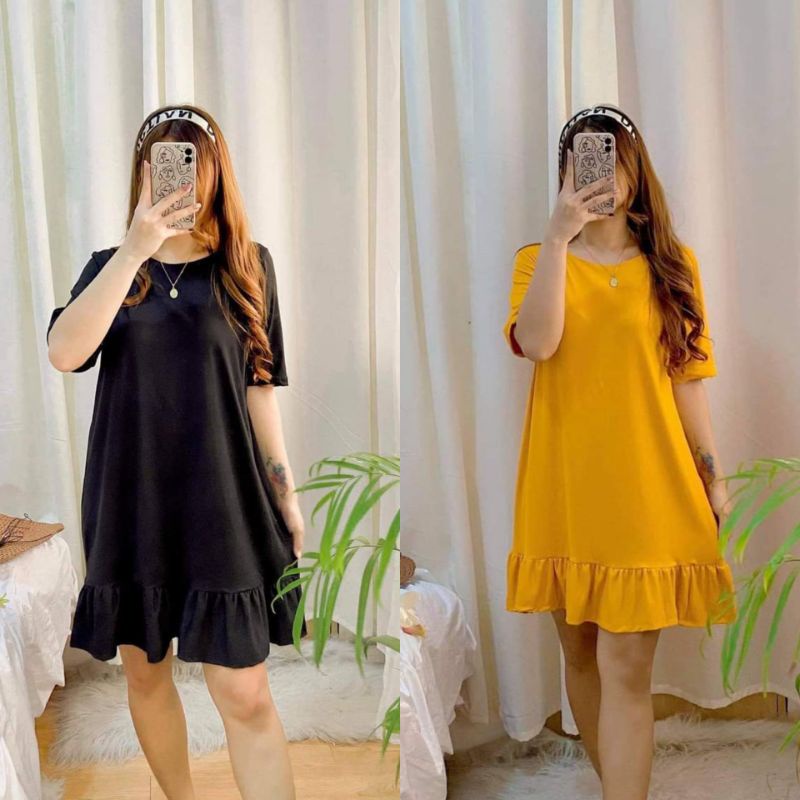 @sy0529shop Plus Size Korean Plain Ruffle Dress Maternity Dress ...