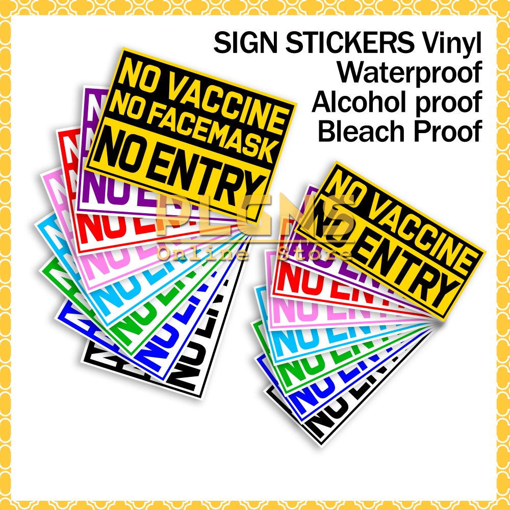 NO VACCINE No Facemask NO Entry Sticker | Vinyl sticker Waterproof ...