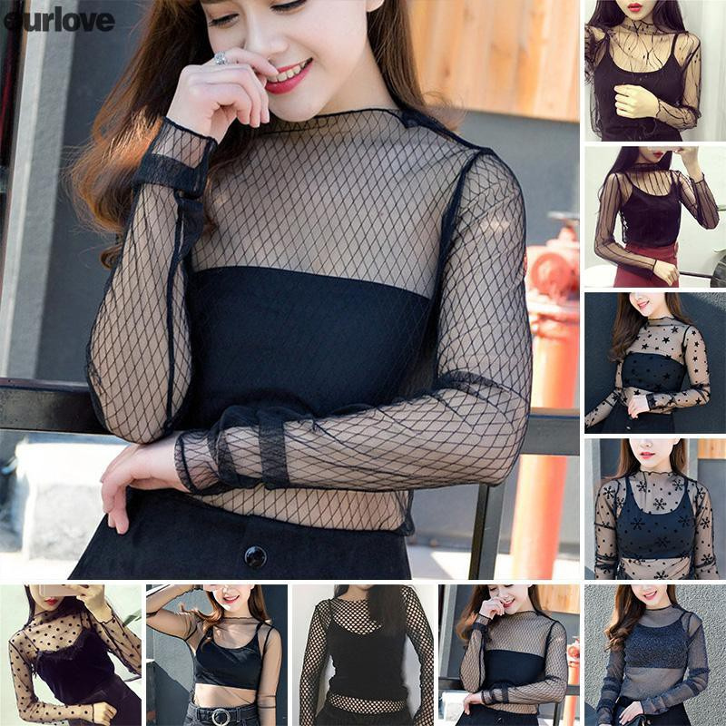 Shirt T-Shirt One Size Perspective Slim Tee See Through Blouses Sexy ...