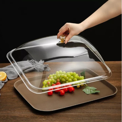 Transparent Food Cover Acrylic Keeper Dish Insulation Anti-flies ...