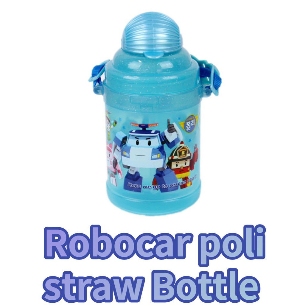 Robocar poli straw water bottle tumbler 530ml Robocar poli Bottle poil ...