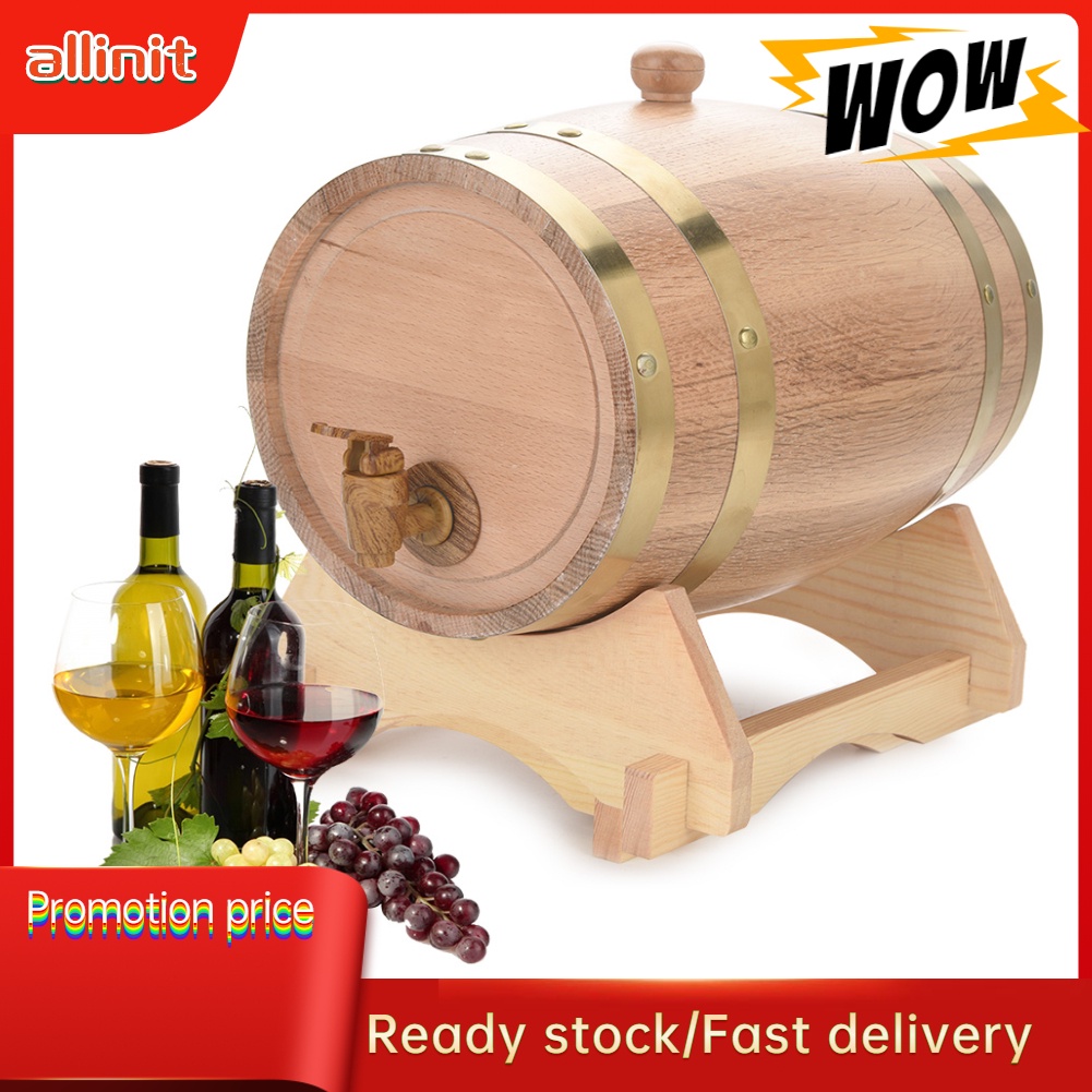 【High Quality】ALLINIT 5L Vintage Wood Oak Timber Wine Barrel for Beer ...