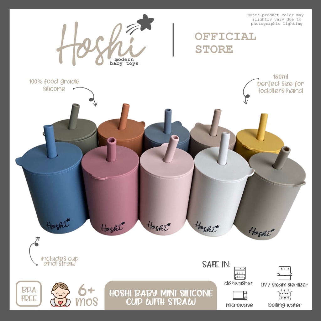 Hoshi Baby Silicone Training Sippy Straw Cup with Straw, BPA and Safe ...