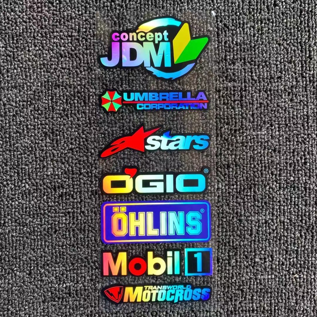 Japanese JDM AKRAPOVIC MOTUL Brembo GoPro Vinyl Holographic Sticker For Motorcycle Stickers And ...