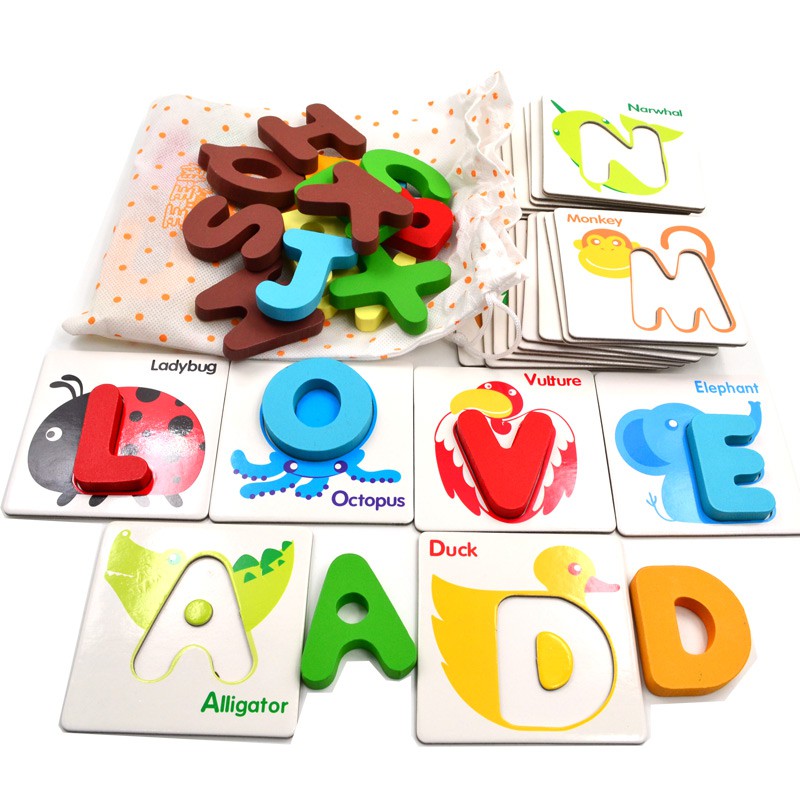 Kids Toys English 26 Letters Card Puzzle Match Card Educational ...
