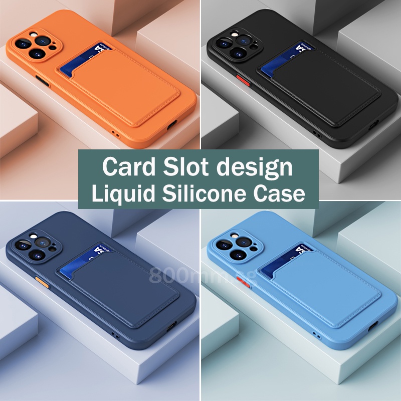 Poco M4 5G Casing Liquid Silicone Phone Case Cover With Card Slot ...