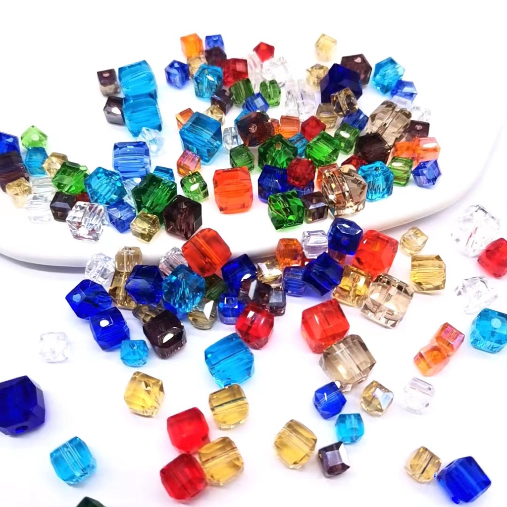 4mm 6mm 8mm Glass Crystal Square Beads DIY Jewelry Making Accessories ...