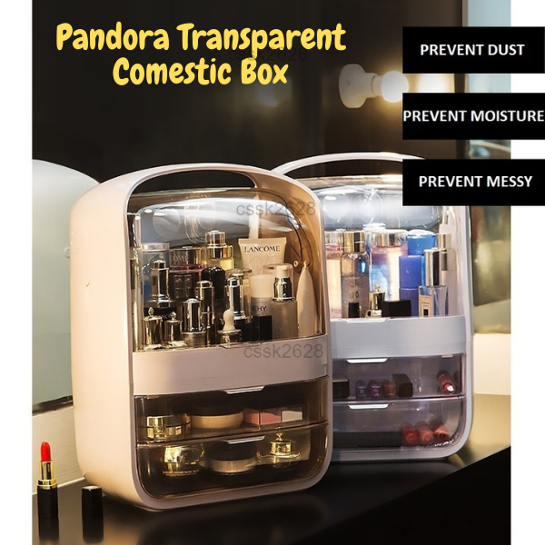 Pandora Transparent Cosmetic Makeup Desk Storage Box With Drawer ...