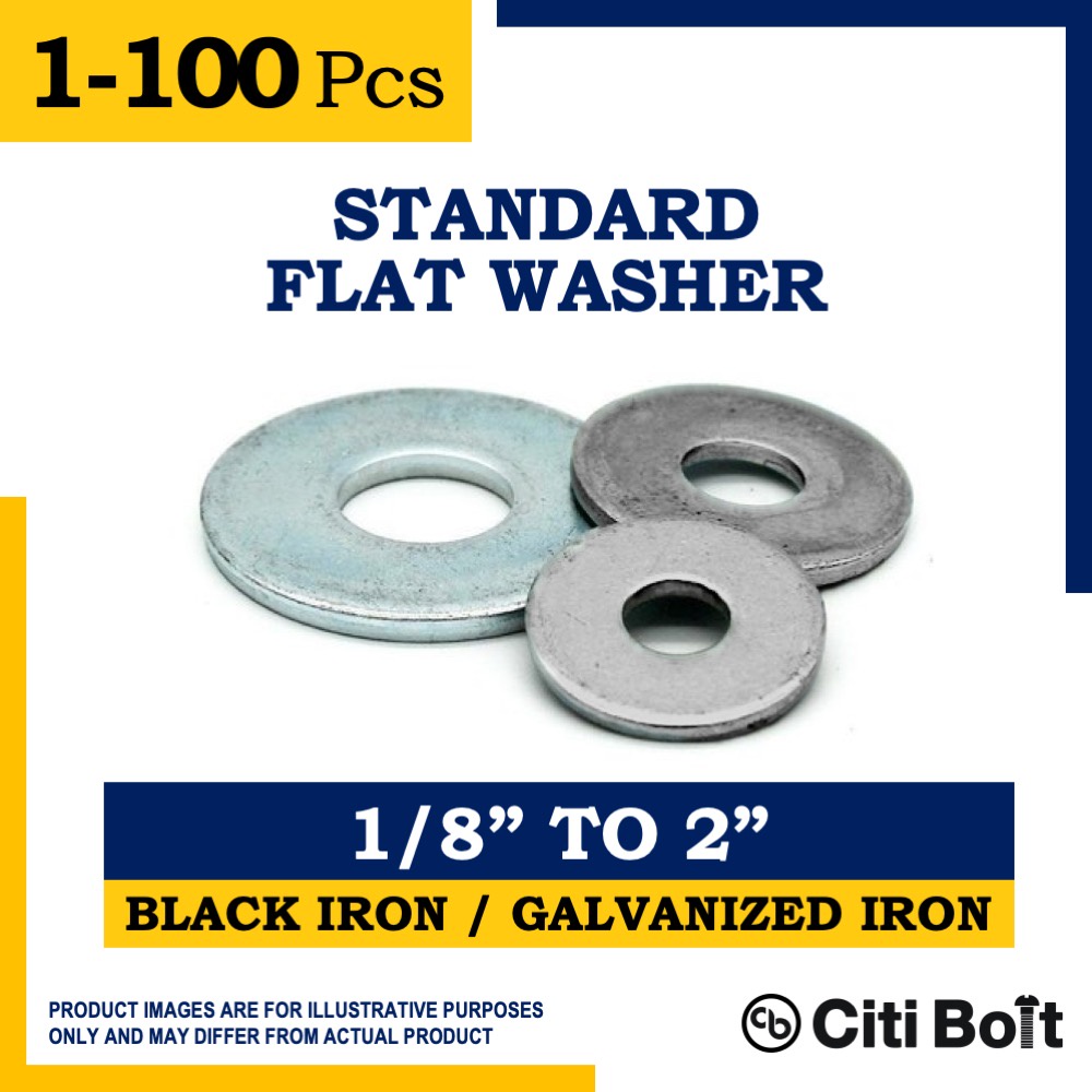 1-100pc Standard Flat Washer / BI & GI Plain Washer / Black ...