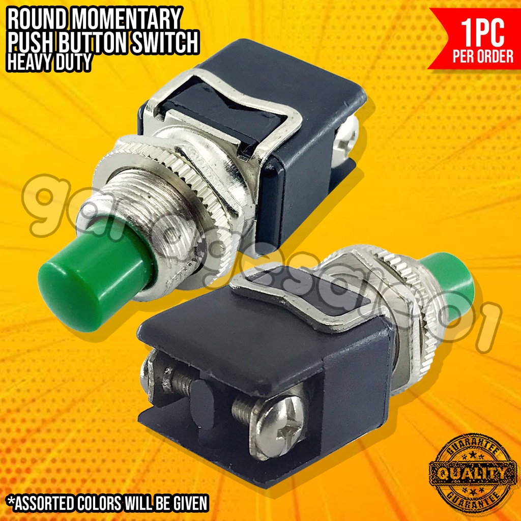 Round Momentary Push Button Switch 2 Pins ON-OFF SPST AC 250V 10A Heavy ...