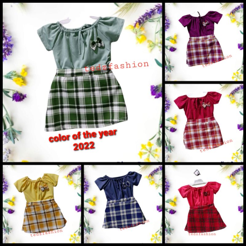 Tedzfashion terno top & checkered / stripe palda for kids 1-3 yrs old ...