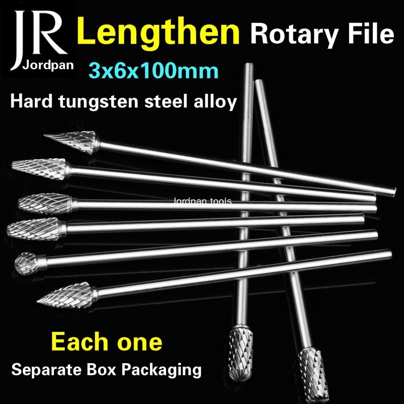 1pcs 3x6x100mm Tungsten Carbide Burr 3mm Single Cut Double Cut Rotary ...
