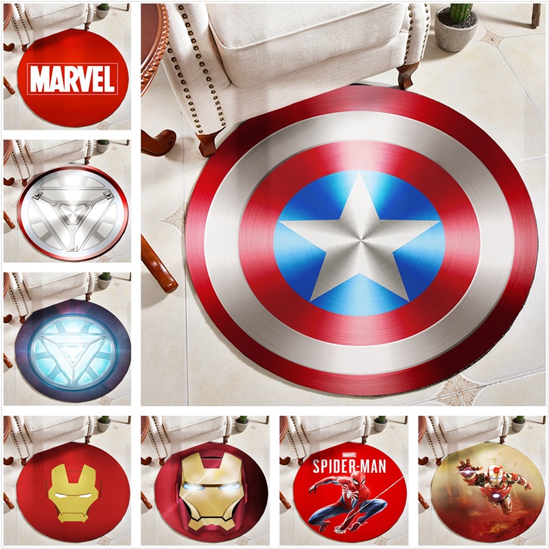 Customized Avengers Marvel Hero Round Carpet Iron Man Spiderman Bedroom ...
