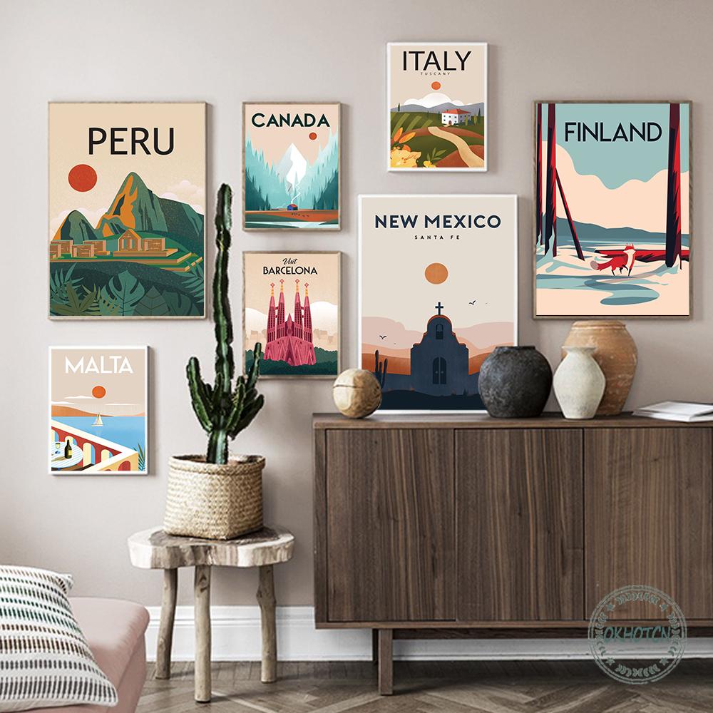 Nordic World Famous Places Poster Tourism Wall Art Canada Italy Peru ...