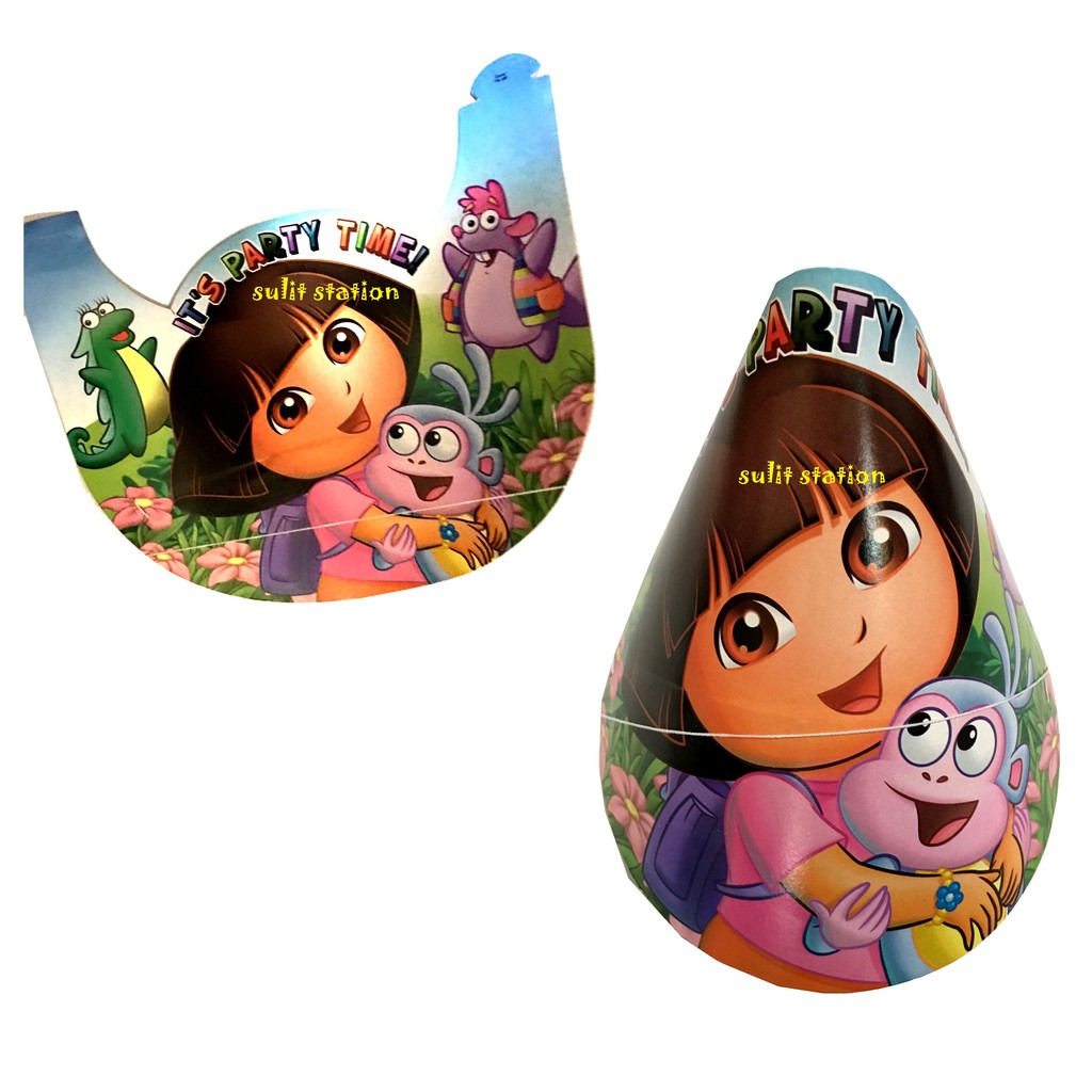 10pcs DORA THE EXPLORER THEMED BIRTHDAY PARTY HATS SUPPLIES NEEDS FAVOR ...