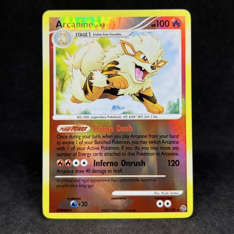 Pokemon TCG Arcanine Reverse Holo Rare 22/132 2007 Diamond & Pearl ...